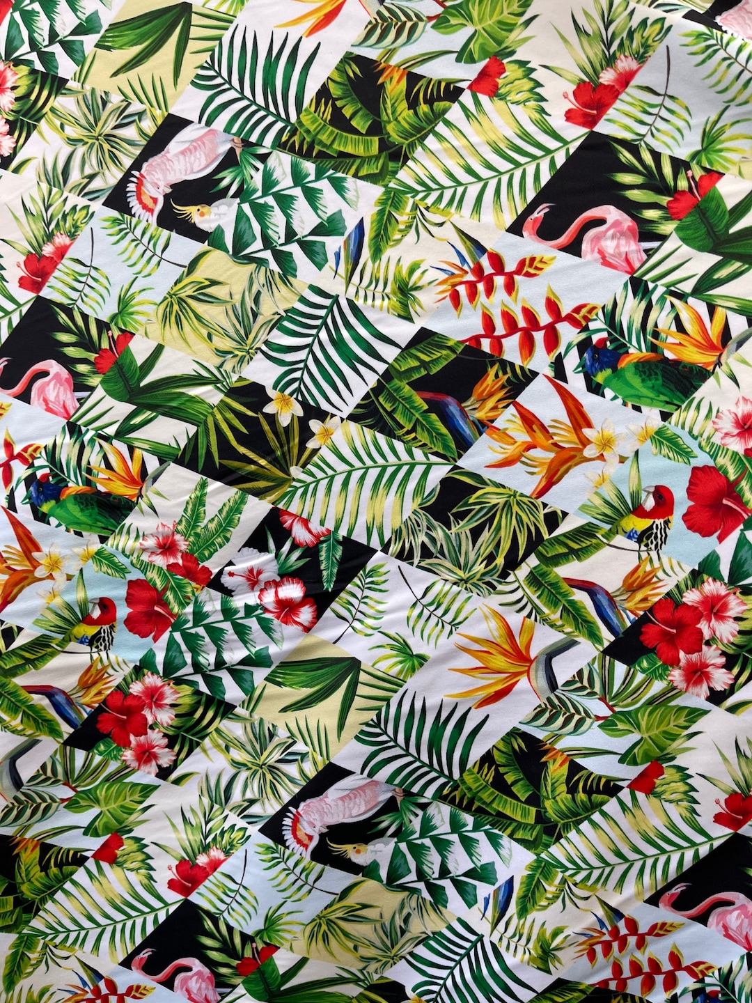 Diamond Jungle Palm Leaf Print Fabric 4 Way Stretch Nylon Spandex ...