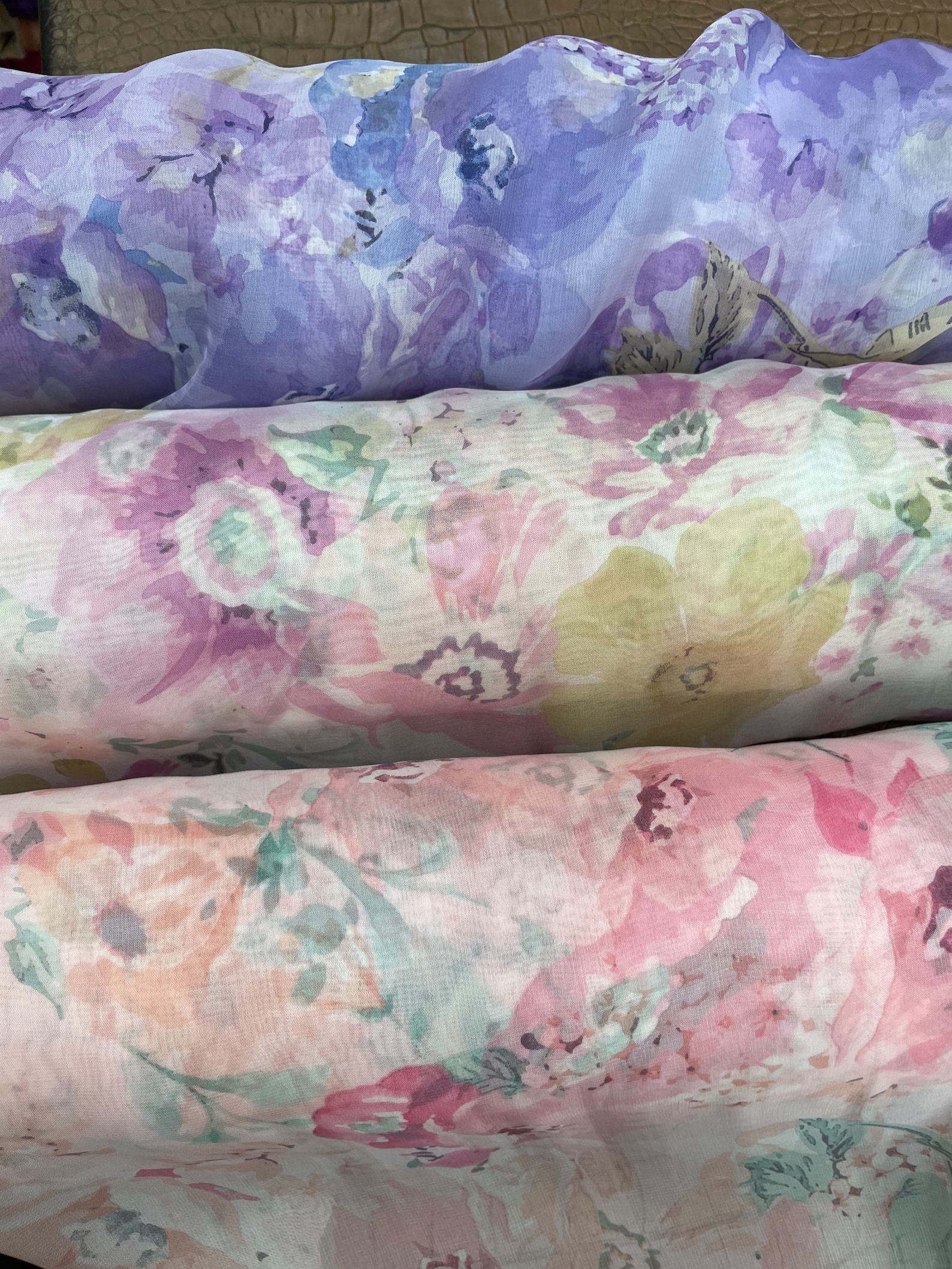 Chiffon Silk Fabric Floral Print 100% See Trough Chiffon Fabric Sold by ...