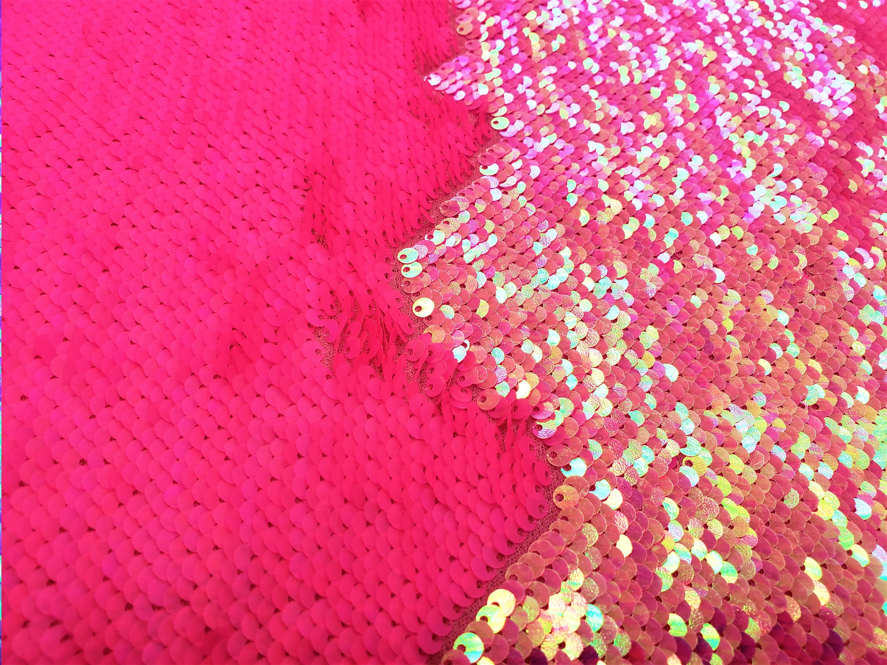 Neon Pink Shiny/matte 5mm Flip up Sequin on Mesh 54 | Etsy