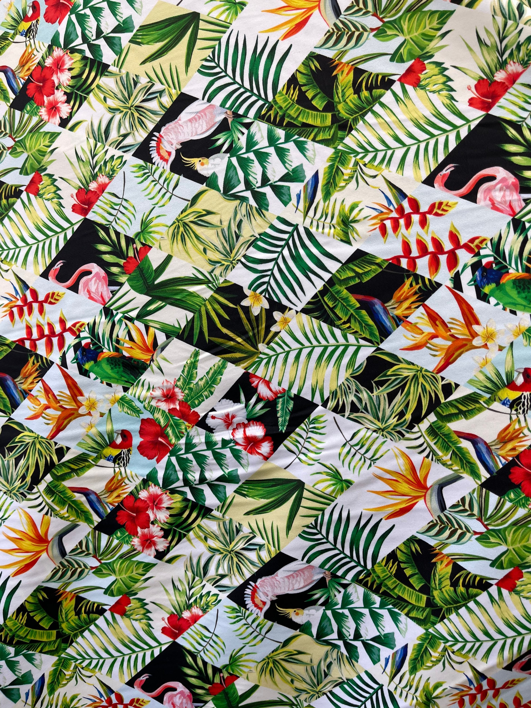 Diamond Jungle Palm Leaf Print Fabric 4 Way Stretch Nylon - Etsy