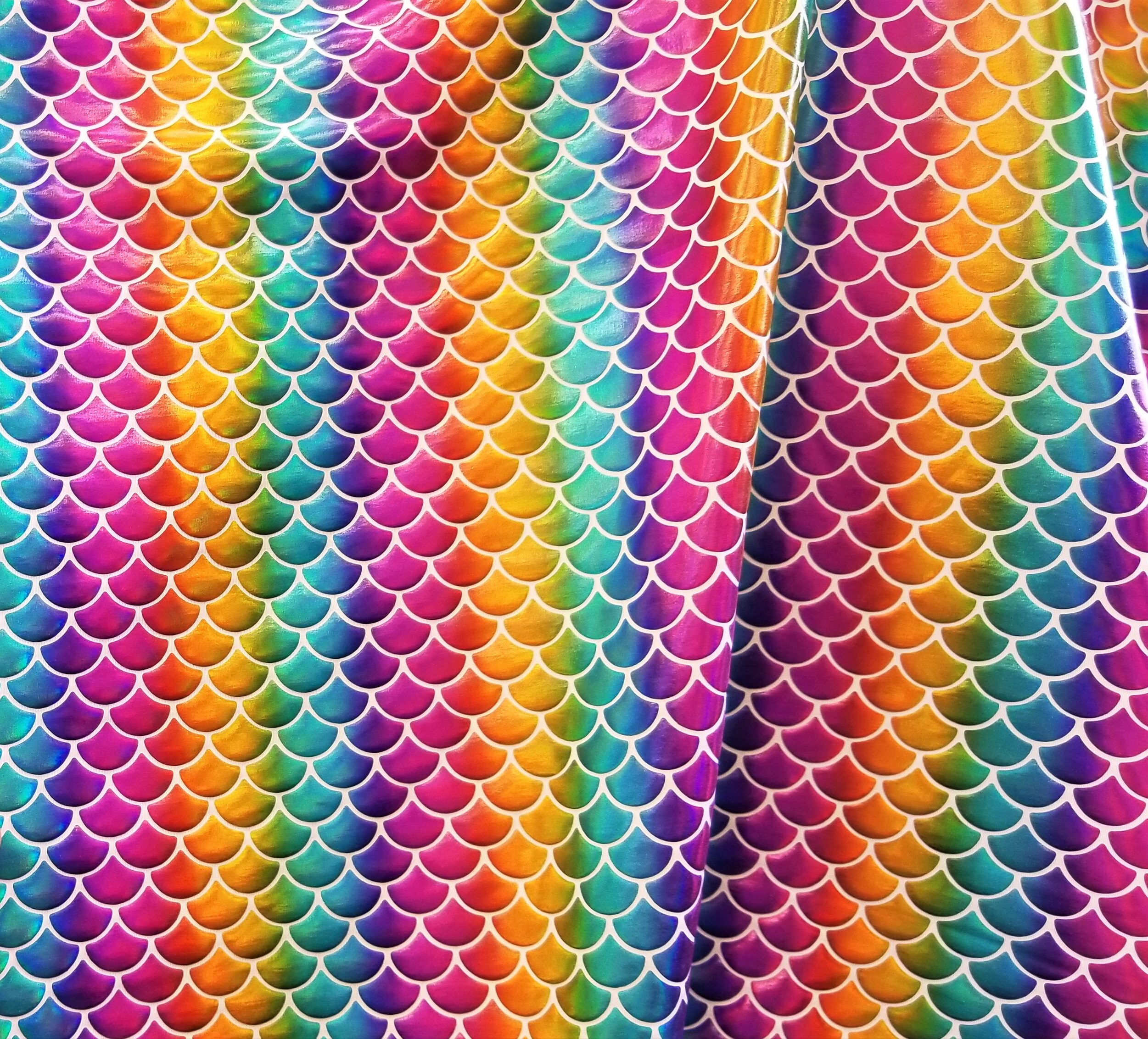 Rainbow Mermaid Fish Scales on 4 Way Stretch Foil Spandex | Etsy