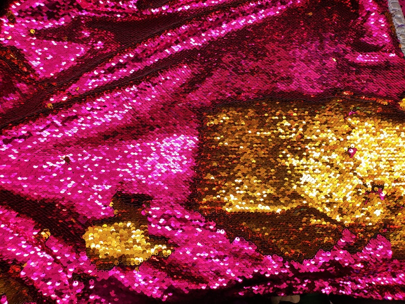 Pink/gold Flip up Shiny Sequins Fabric Reversible Two Tone - Etsy