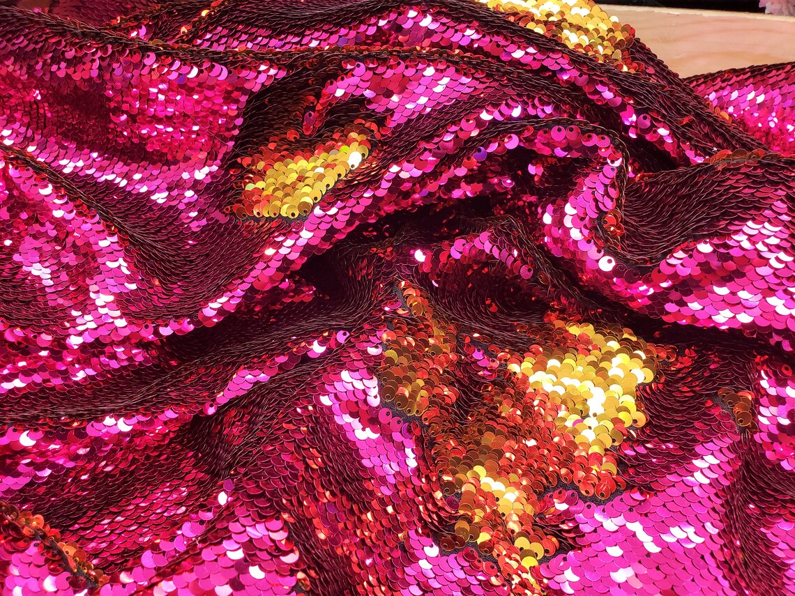 Pink/gold Flip up Shiny Sequins Fabric Reversible Two Tone - Etsy