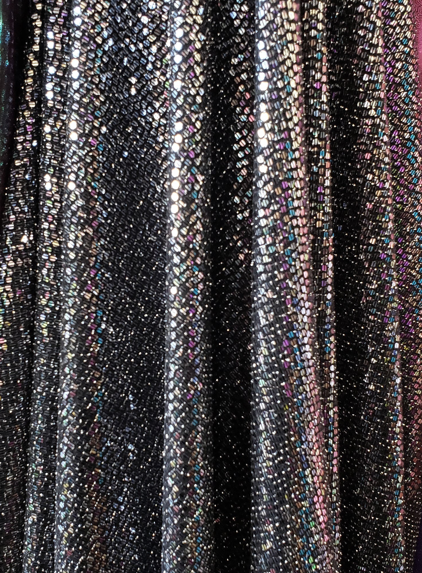 Mini Round Mirror Sequin on Black Spandex Fabric by the Yard | Etsy