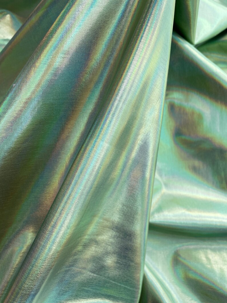 Green Iridescent Metallic Foil 4 Way Stretch Fabric Sold by Yard 60 ...