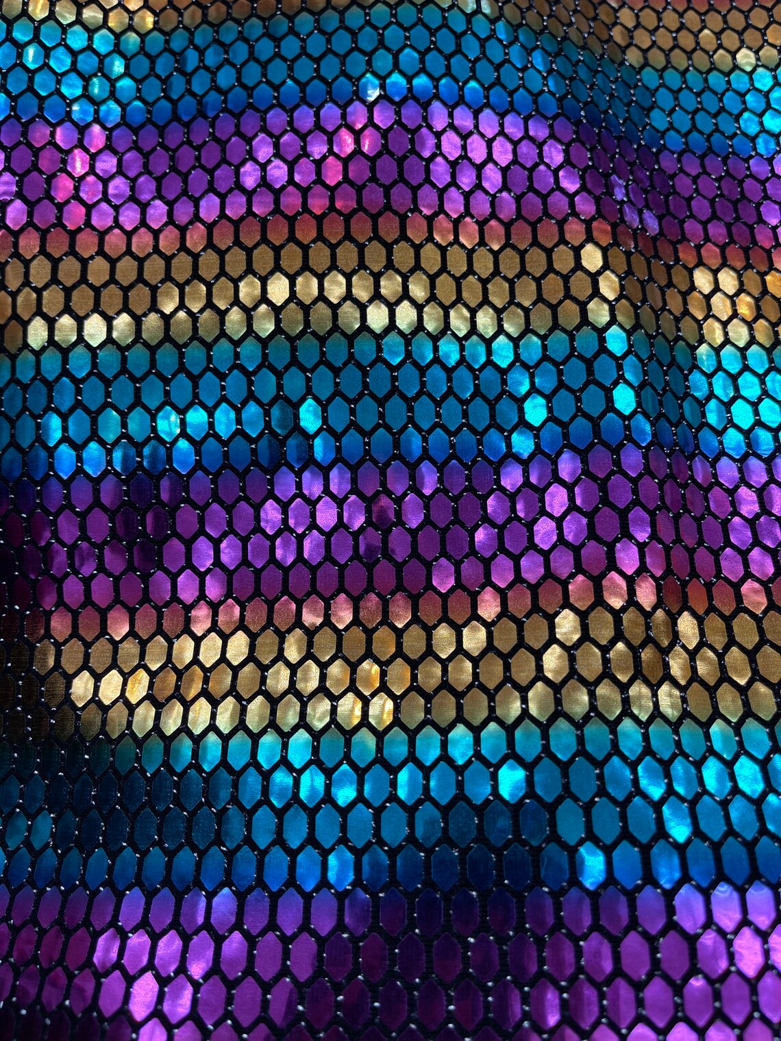Geometric Shiny Multicolor honeycomb Sequins on poly stretch | Etsy