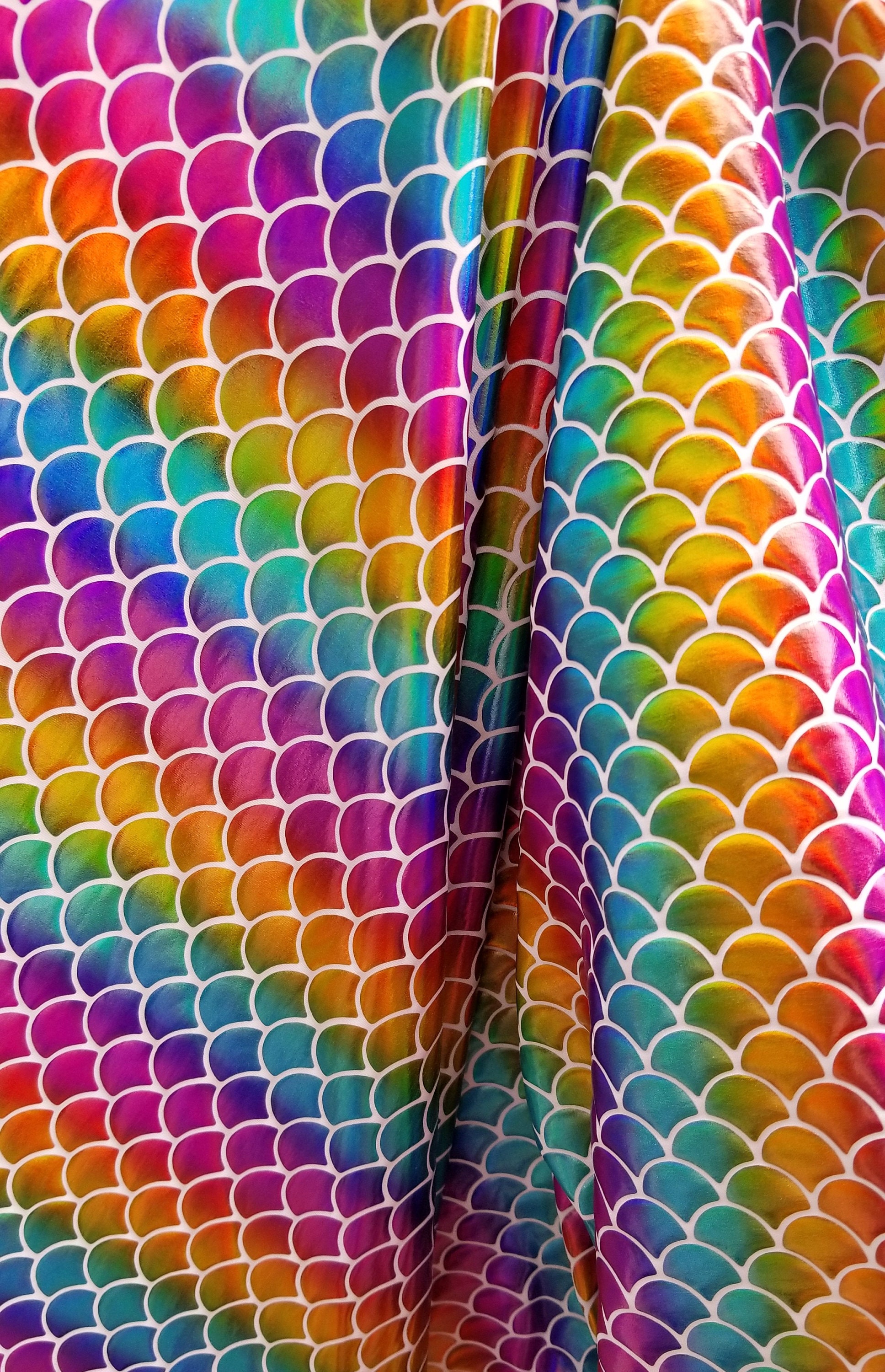 Rainbow Mermaid Fish Scales on 4 Way Stretch Foil Spandex | Etsy