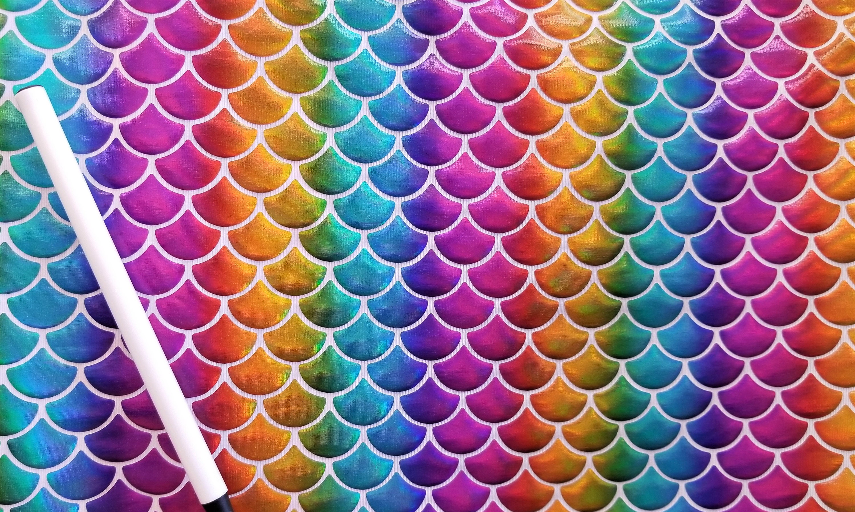 Rainbow Mermaid Fish Scales on 4 Way Stretch Foil Spandex Fabric, Sold ...