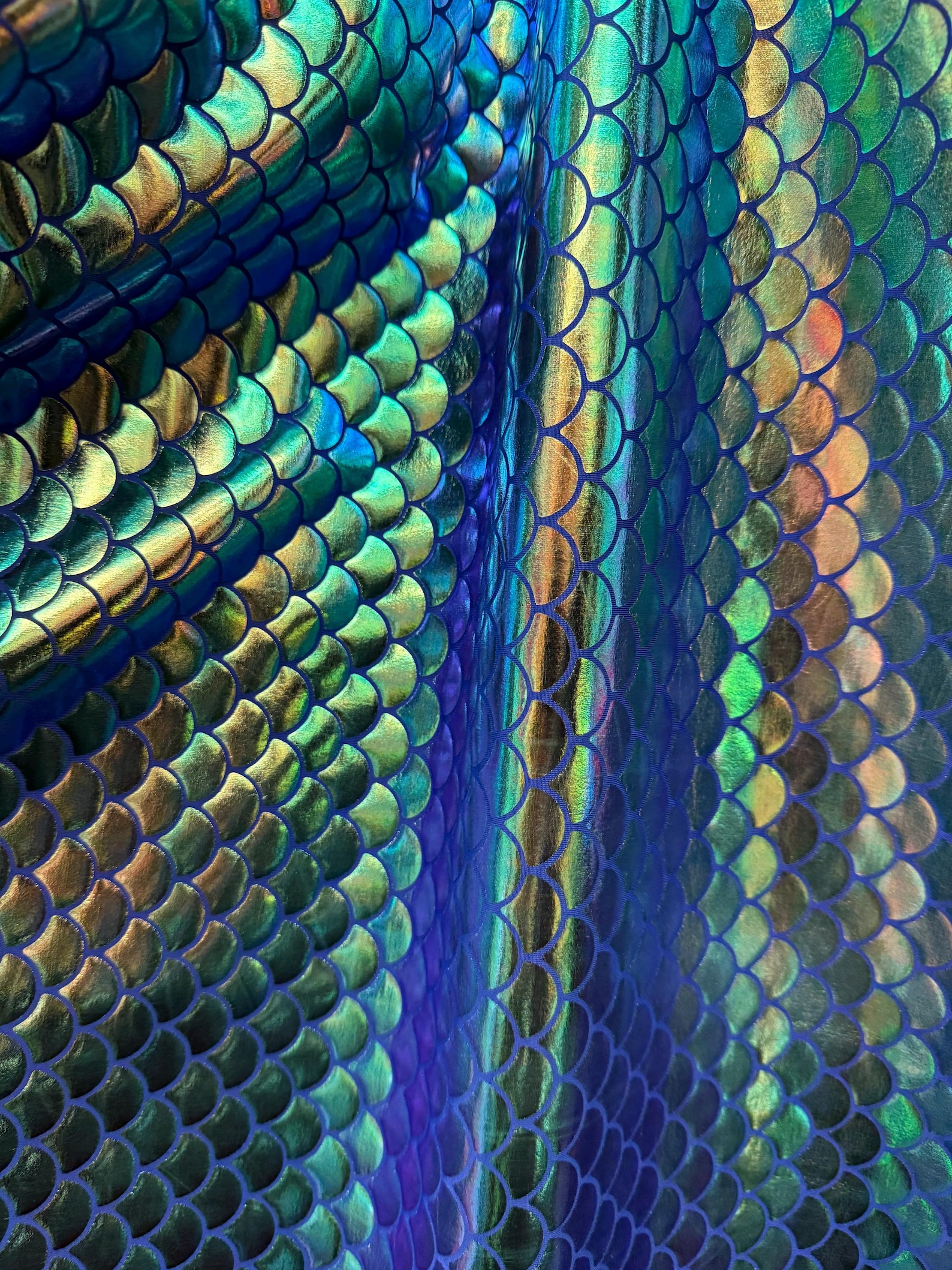 Iridescent Mermaid Fish Scales Metallic Foil Fabric 60” Wide, Sold by ...