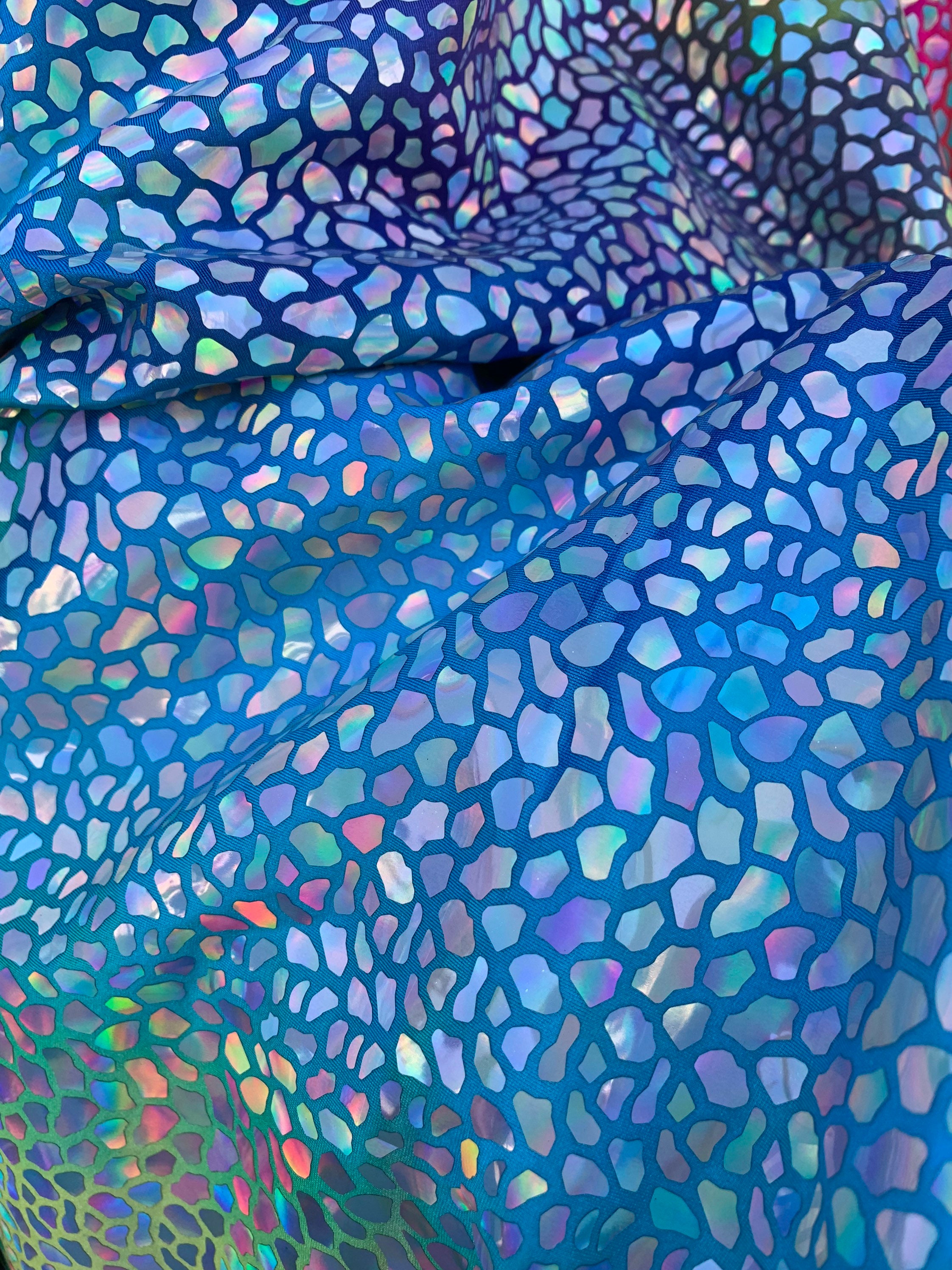 Iridescent Dragon Scales Foil on Tie Dye Fabric Sold by the Yard ...