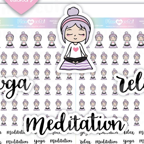 Yoga Printable Planner Stickers Meditation Stickers Relax - Etsy