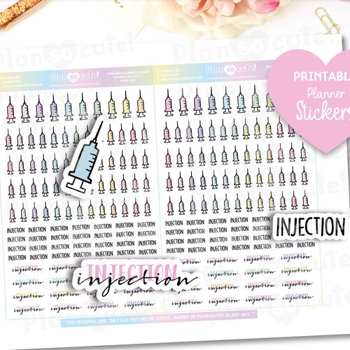 Injection Printable Planner Stickers Cricut and Silhouette - Etsy
