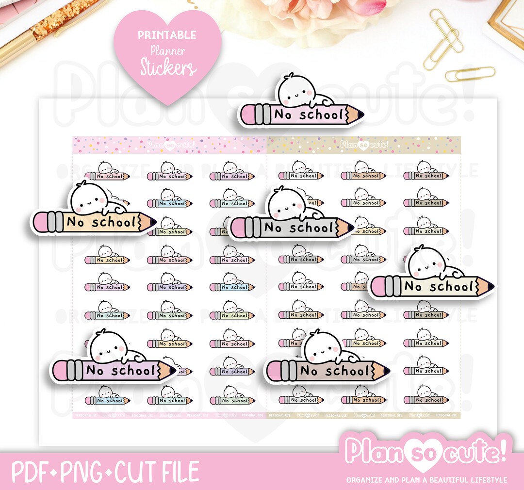 No School Stickers, Printable Planner Stickers, Bullet Journal Stickers ...