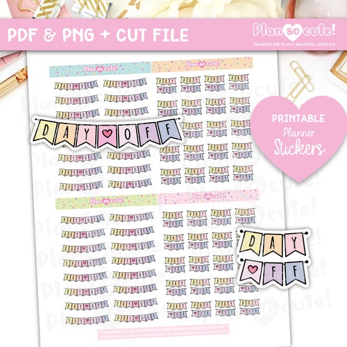 Day Off Corner Stickers Printable Planner Stickers Cricut - Etsy