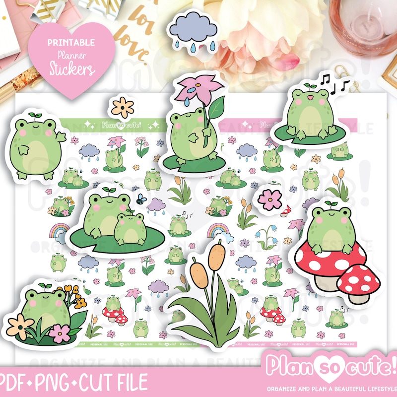 Cute Frogs Stickers Funny - Etsy