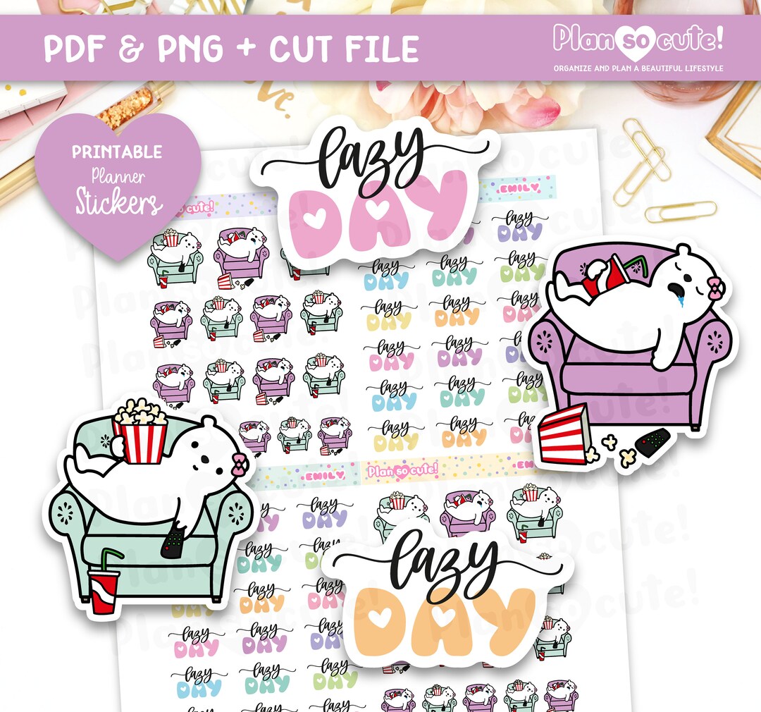 Lazy Day Cleo Printable Planner Stickers, Bear Stickers - Etsy