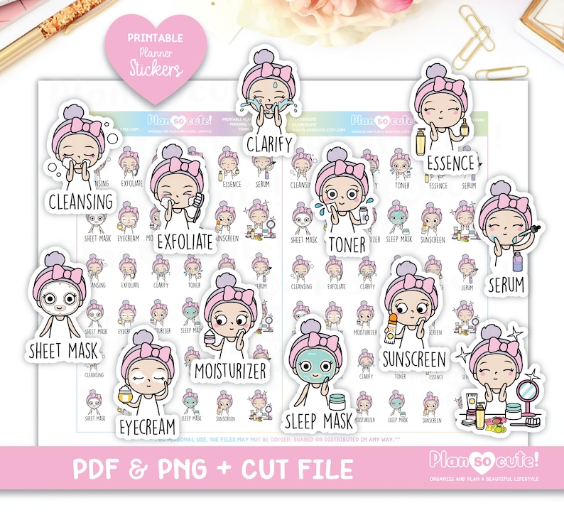 Emily Skin Care Printable Planner Stickers Skin Care Routine - Etsy