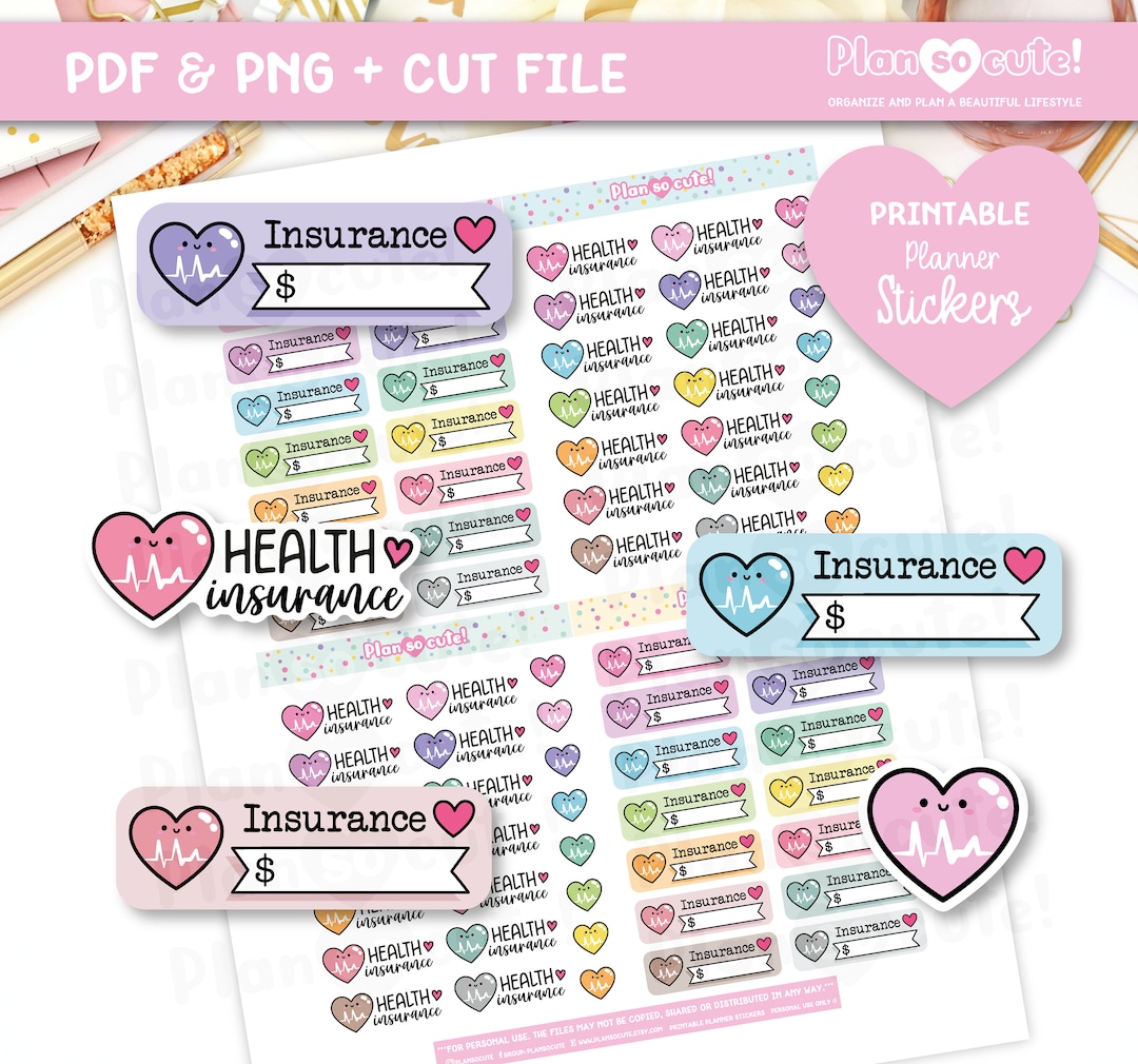 Health Insurance Printable Planner Stickers, Finance Stickers, Bill ...