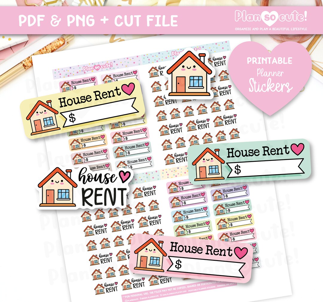 House Rent Bill Printable Planner Stickers, House Stickers, Finance ...