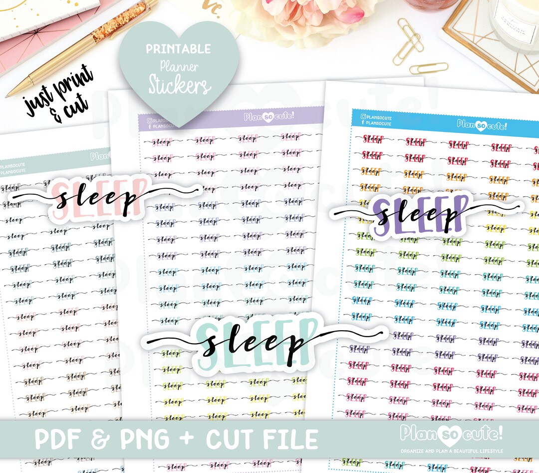 Sleep Script, Printable Planner Stickers, Cricut and Silhouette Files ...