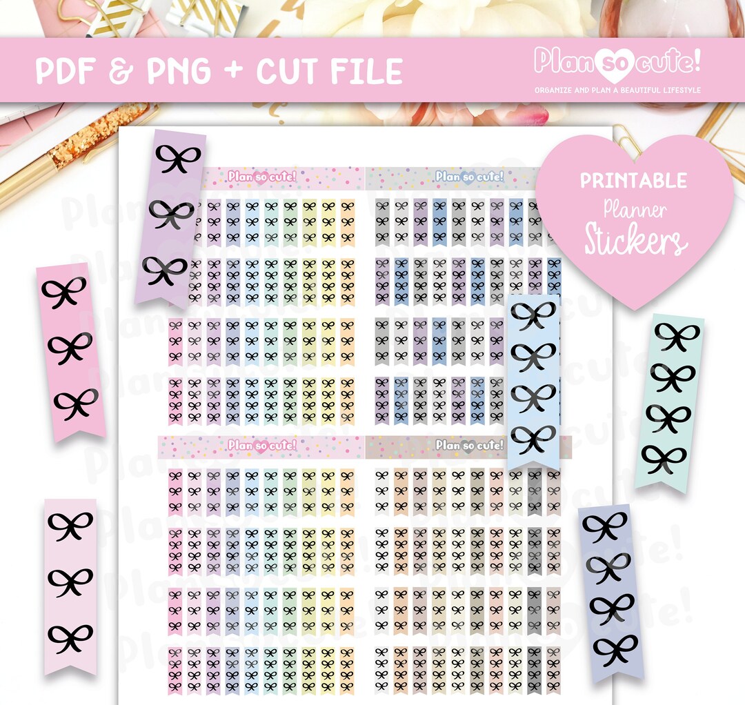 Bow Check List Printable Planner Stickers, Functional Stickers, Cricut ...