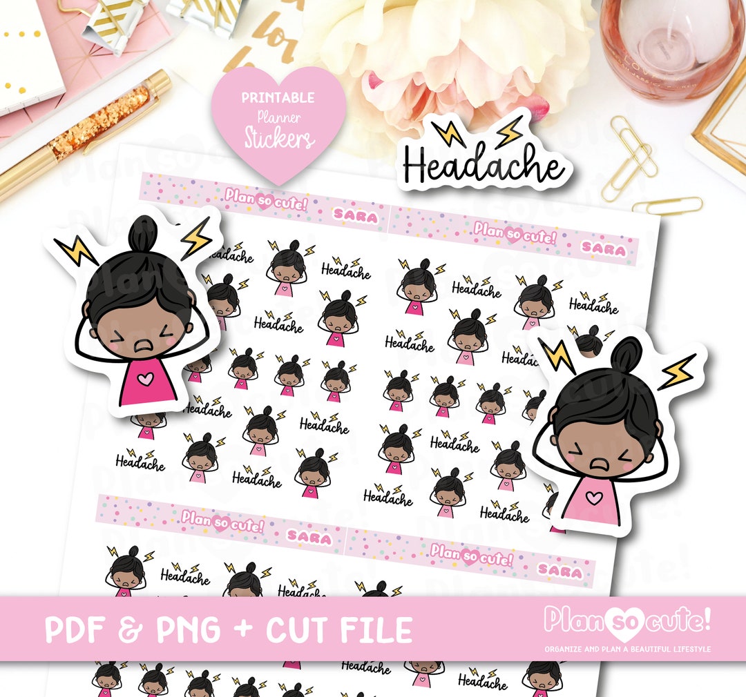 Sara Headache, Headache, Dark Skin, Printable Stickers, Printable ...