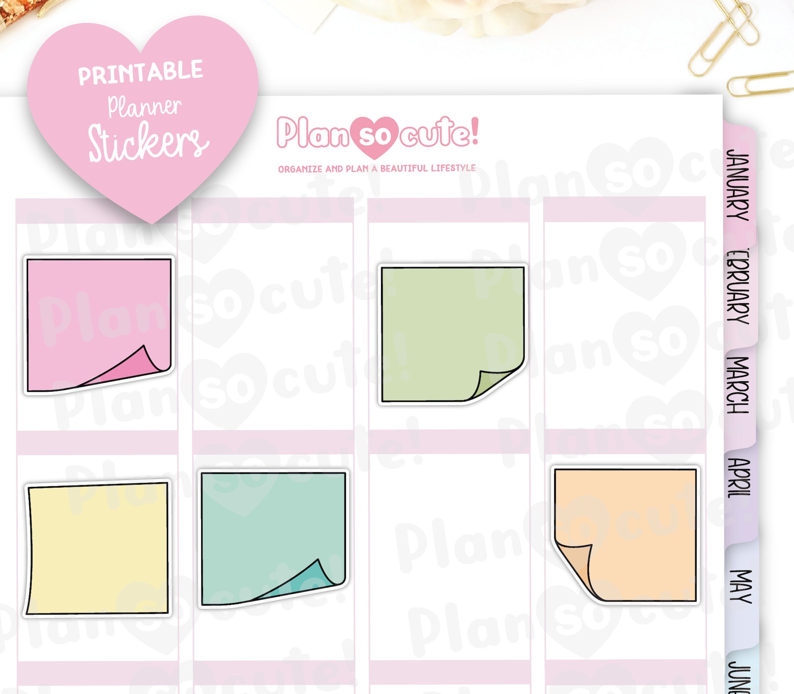 Sticky Notes, Printable Planner Stickers, Note Stickers, Bullet Journal ...