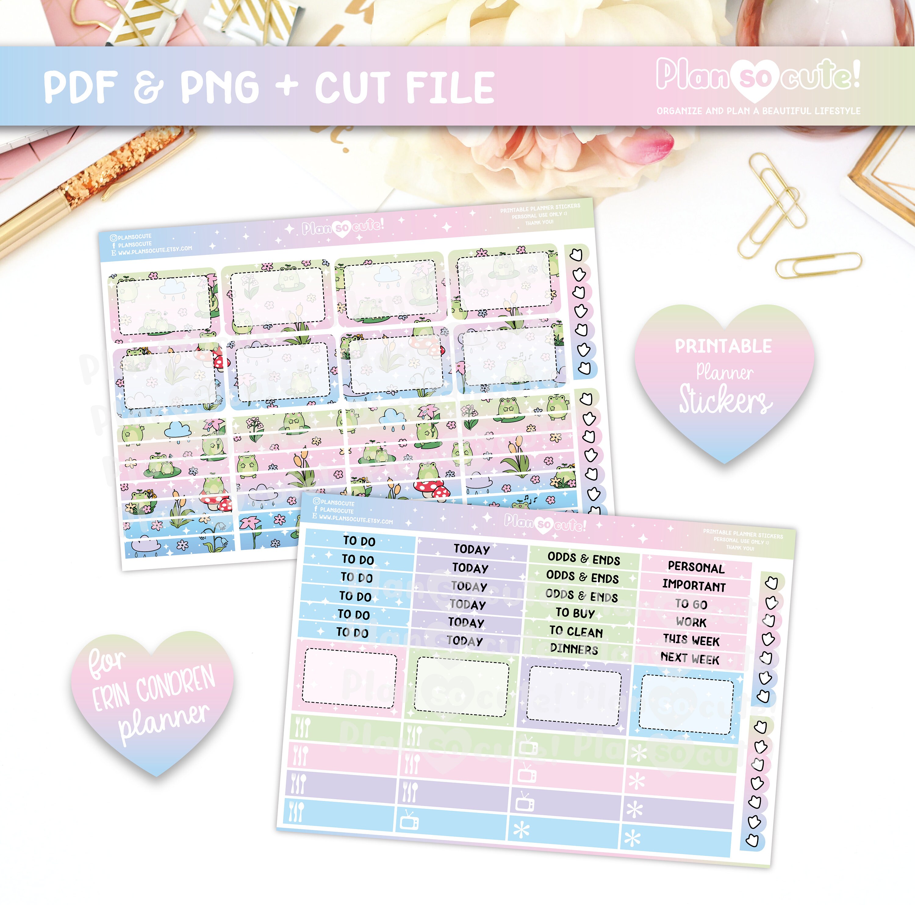 Sapi Kit Printable Planner Stickers Frog Printable Stickers Etsy