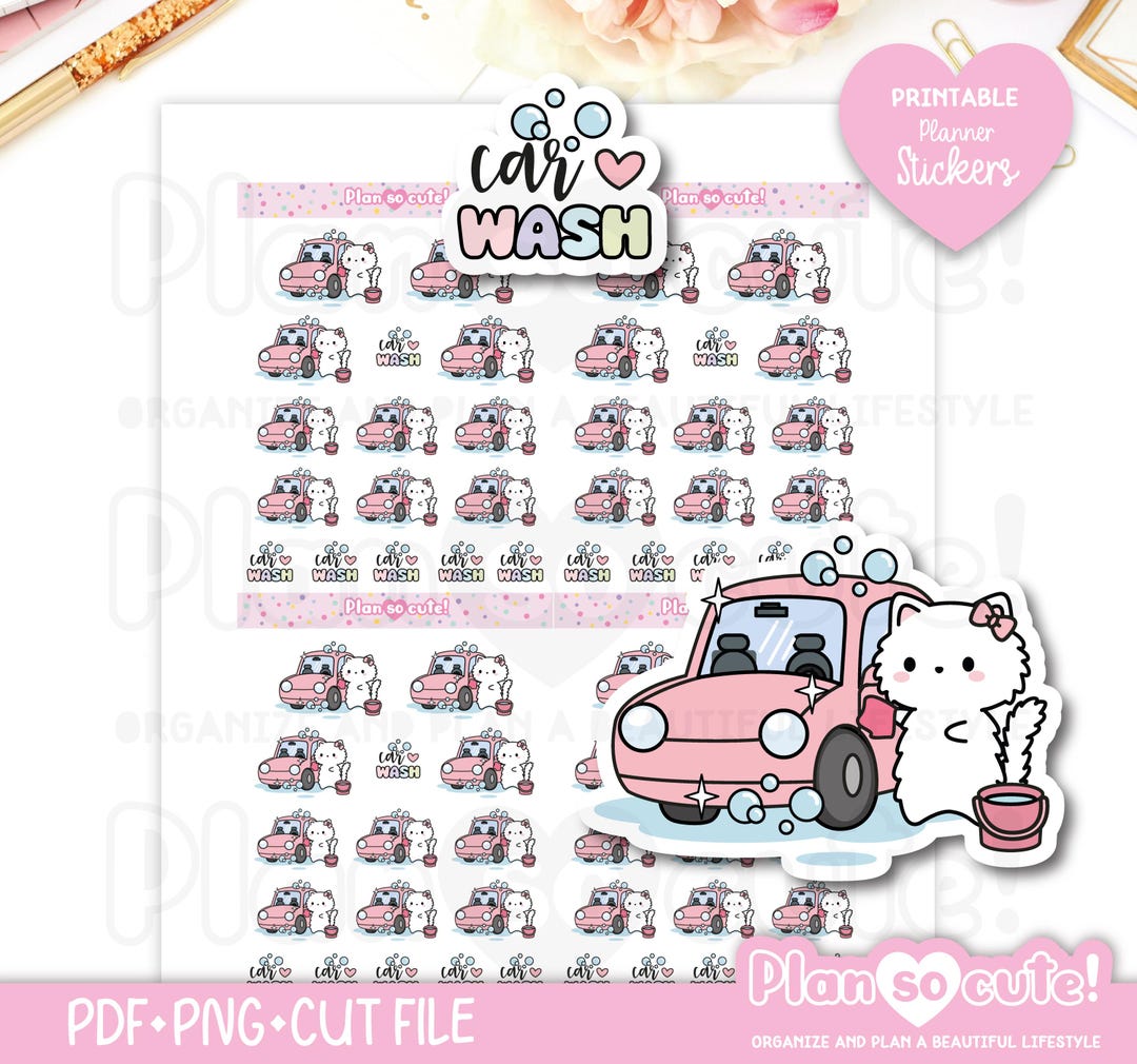 Katy Car Wash Stickers, Printable Planner Stickers, Bullet Journal ...