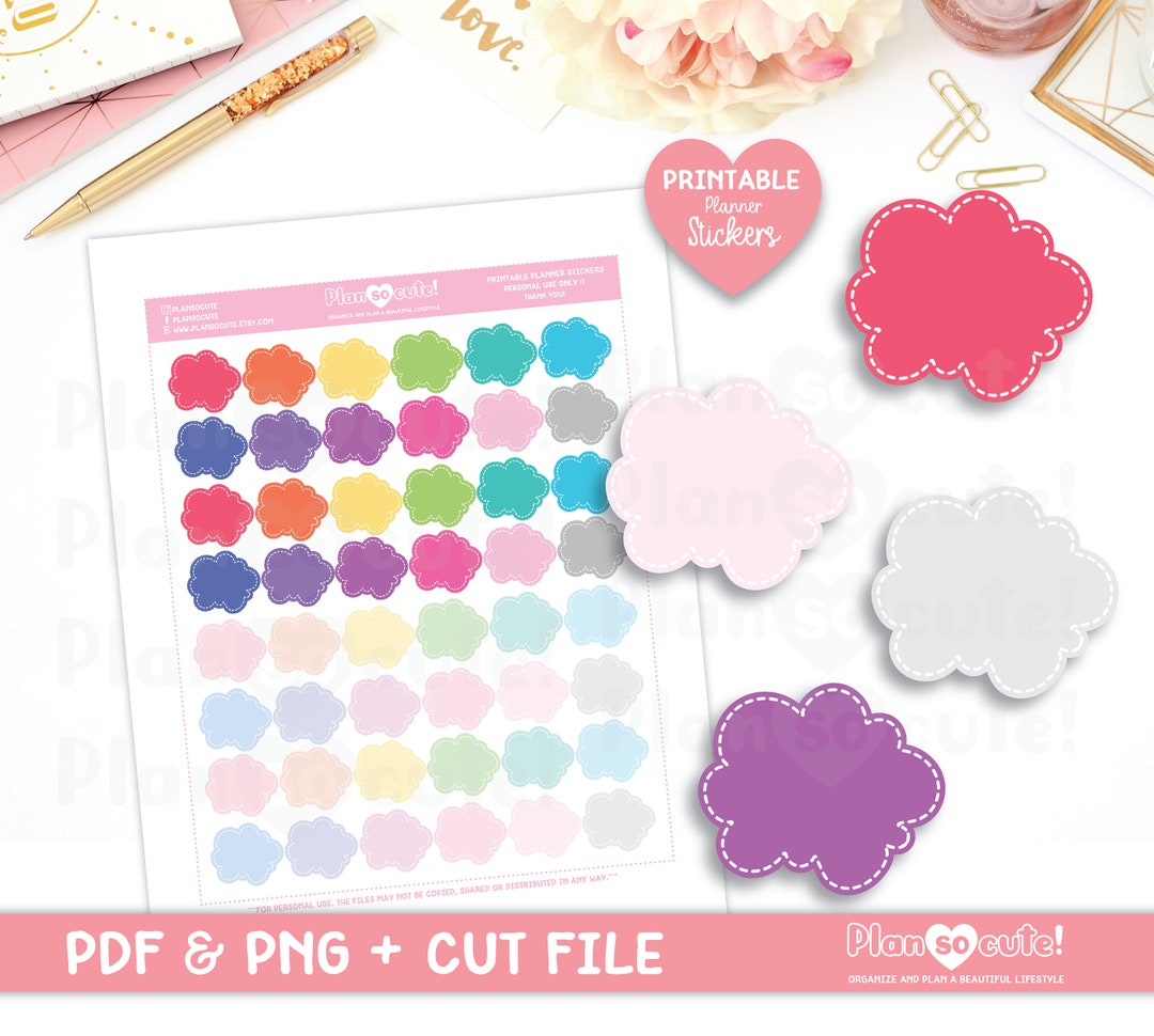 Stitched Cloud, Printable Planner Stickers - Etsy