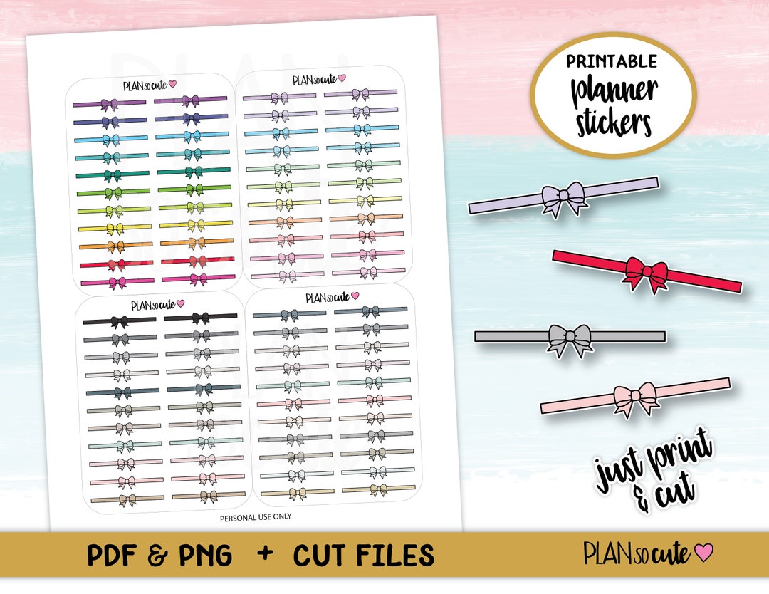 Bow Divider, Printable Planner Stickers - Etsy