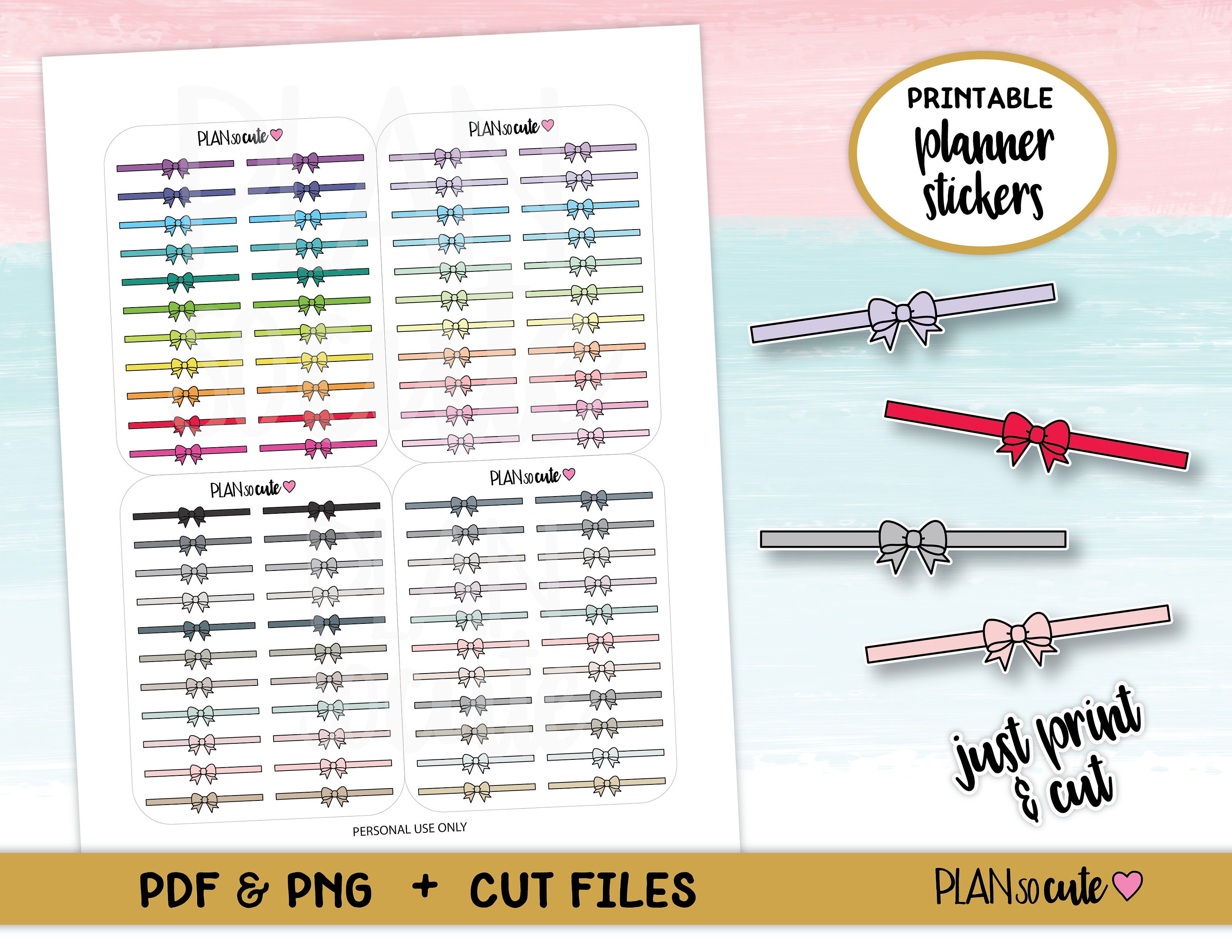 Bow Divider Printable Planner Stickers | Etsy