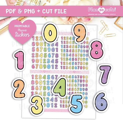 Fluffy Numbers Printable Planner Stickers Cricut and - Etsy