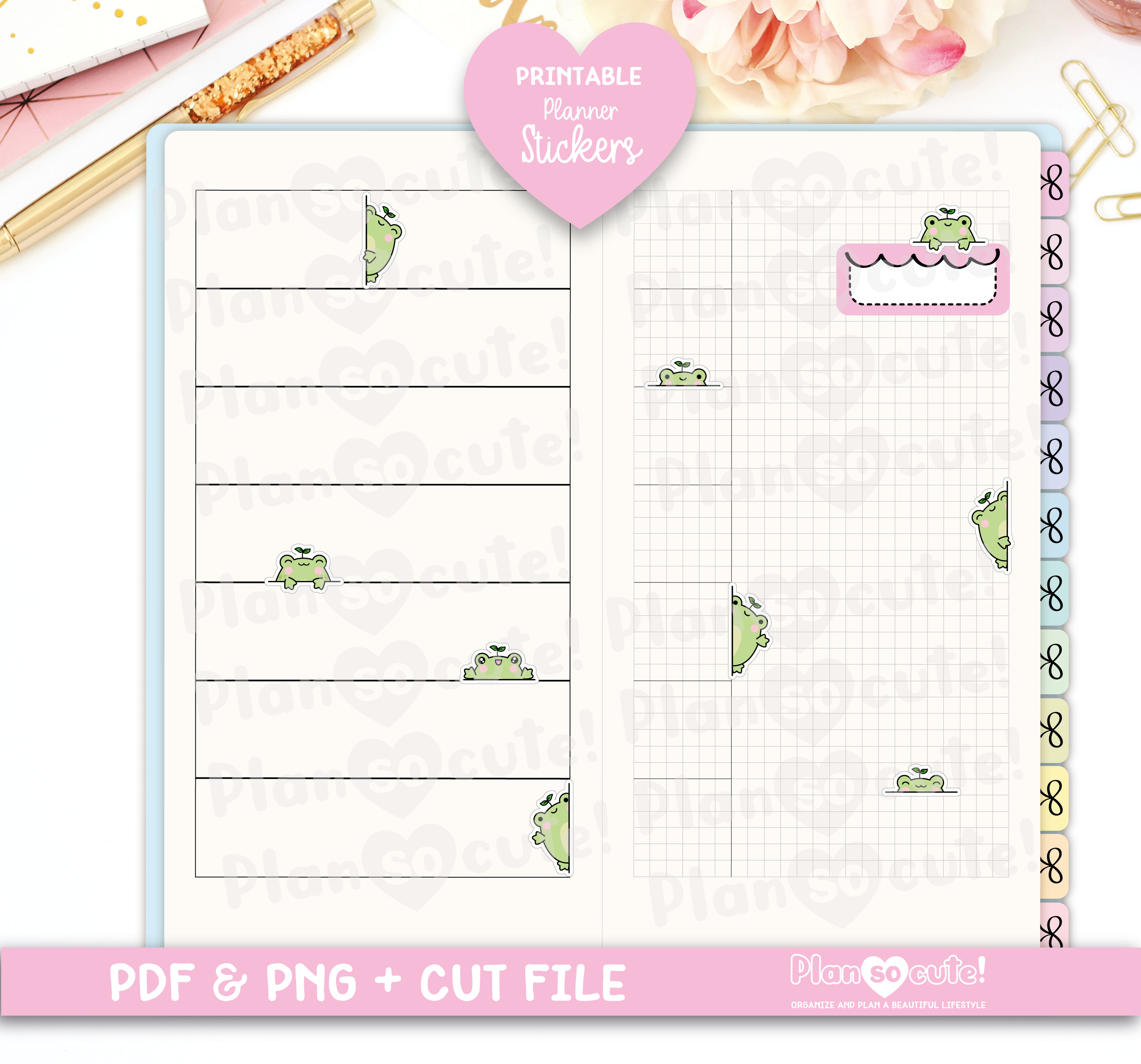 Sapi The Frog Peek A Boo Stickers Cute Frog Stickers Etsy