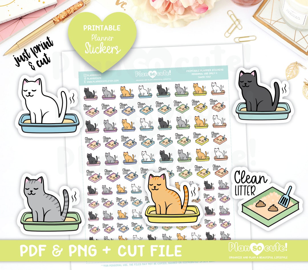 Clean Litter, Printable Planner Stickers - Etsy