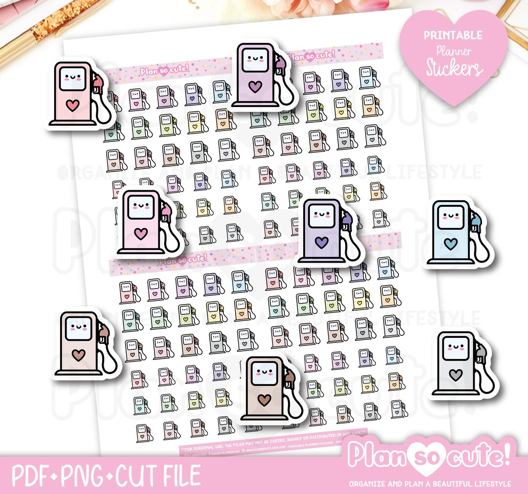 Gas Pump Stickers, Printable Planner Stickers, Bullet Journal Stickers ...