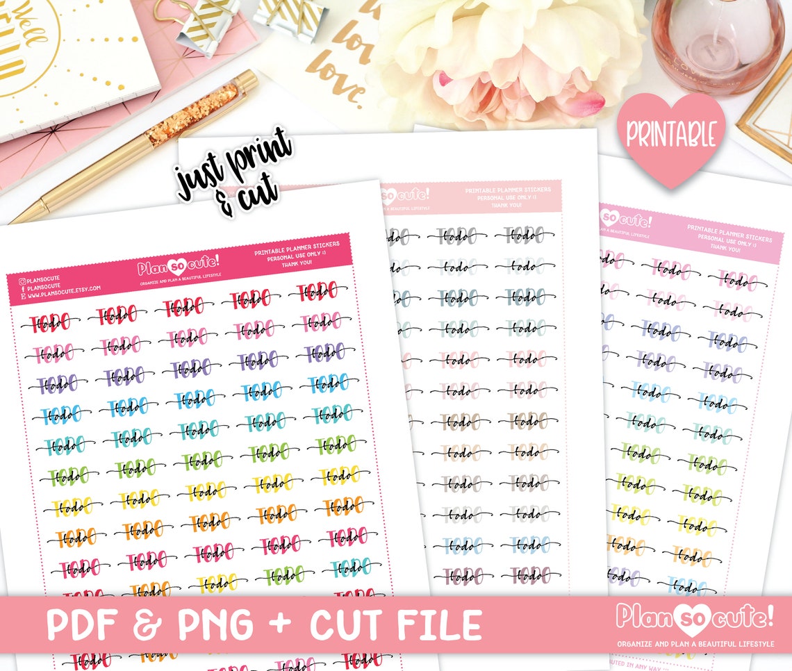 To Do Script Printable Planner Stickers Cricut and - Etsy