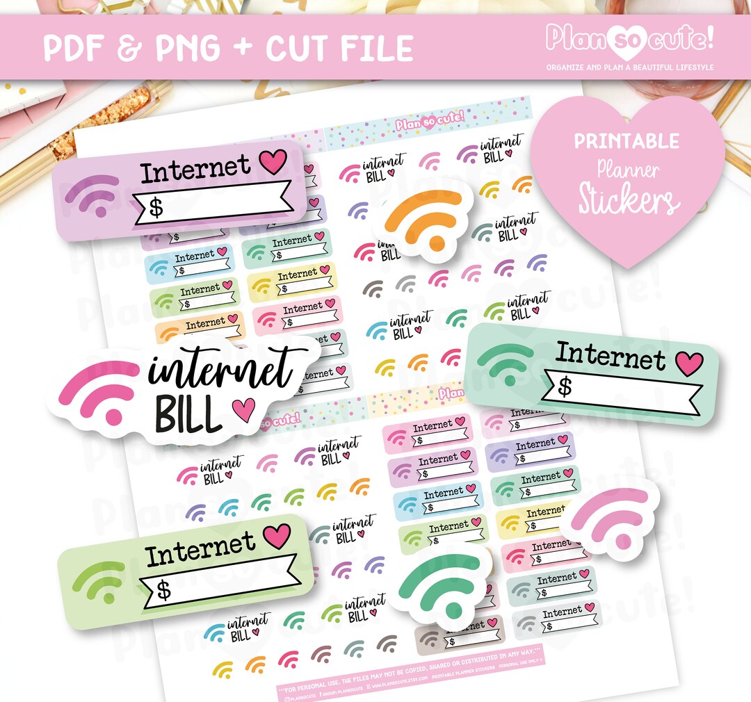 Internet Bill Printable Planner Stickers, Wifi Stickers, Finance ...
