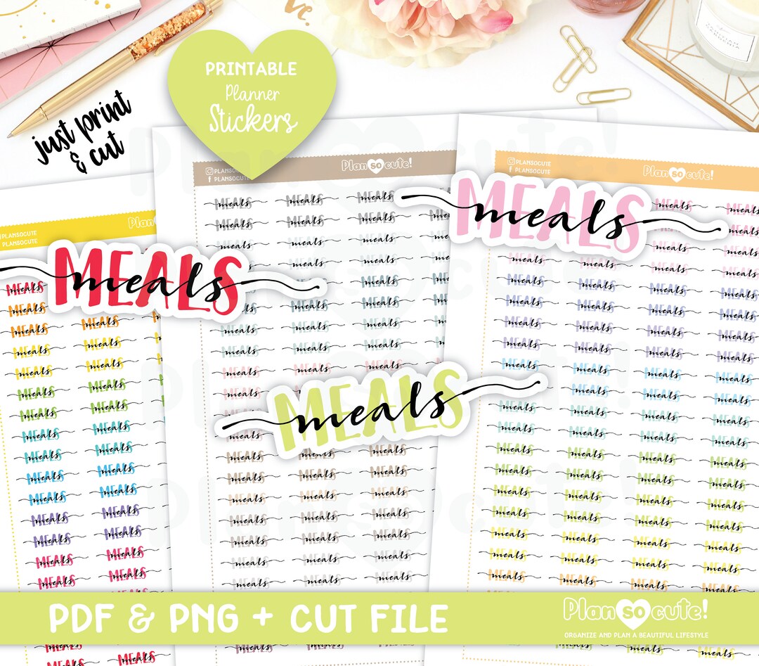 Meals Script, Printable Planner Stickers, Cricut and Silhouette Files ...