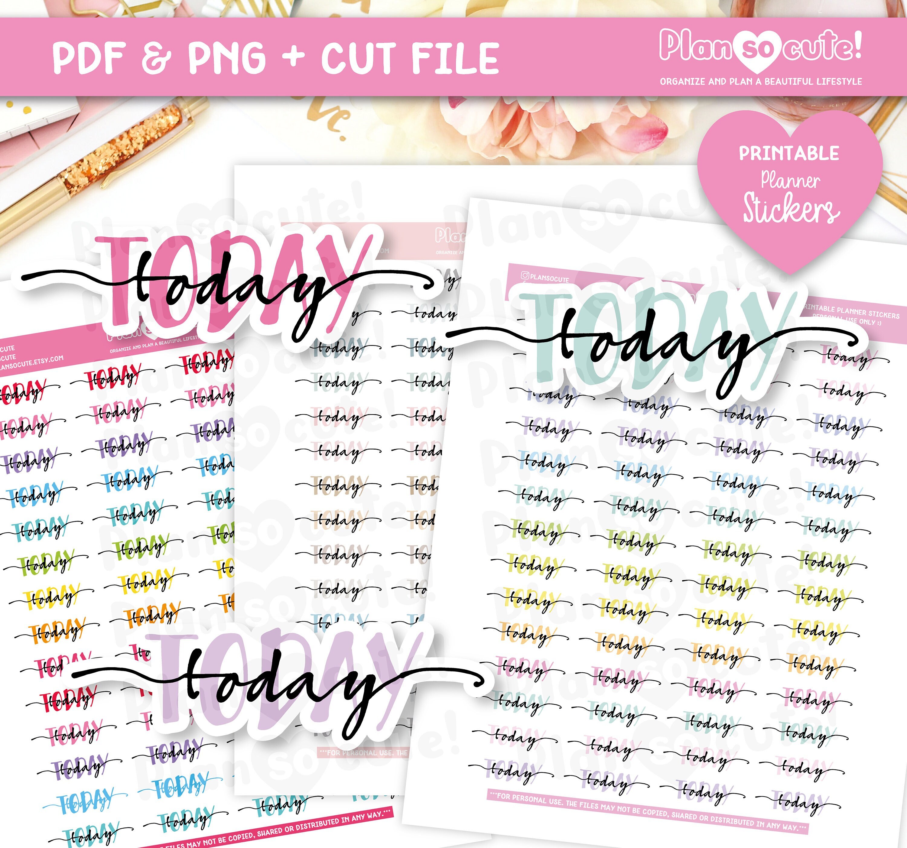Today Script Printable Planner Stickers Cricut and - Etsy