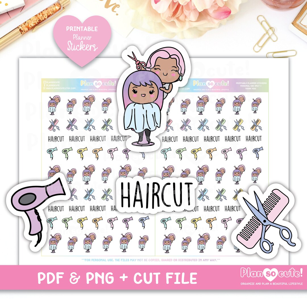 Haircut, Hair Appointment Printable, Sachi, Printable Planner Stickers ...