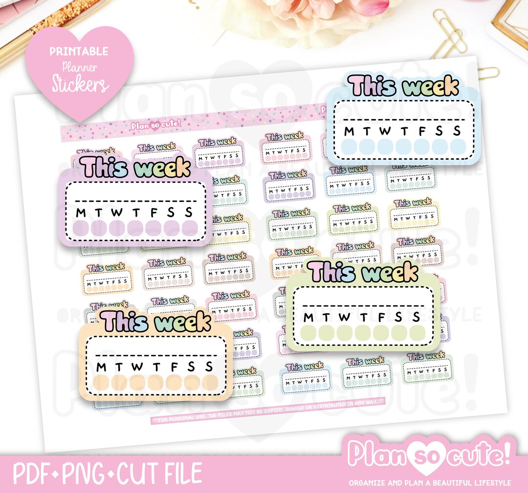 This Week Stickers, Printable Planner Stickers, Bullet Journal Stickers ...