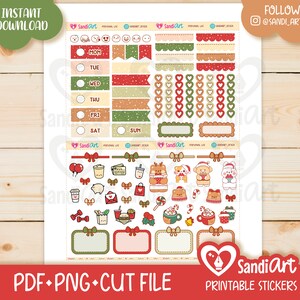 Kawaii Christmas Printable Planner Stickers, Erin Condren Christmas ...
