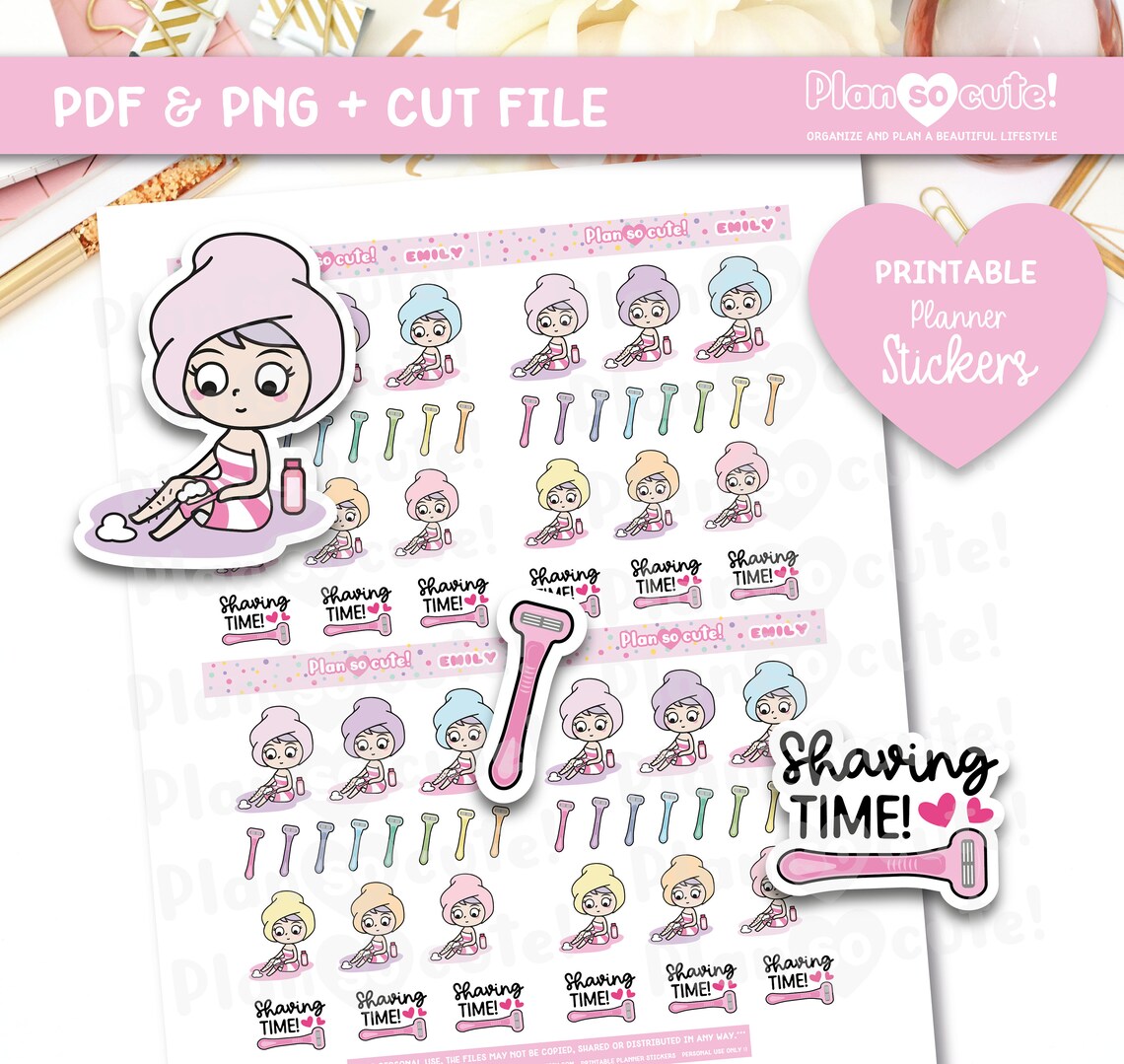 Emily Shaving Time Printable Stickers Shave Stickers Cricut - Etsy