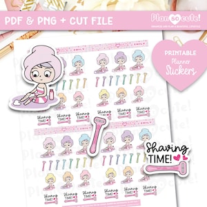 Emily Shaving Time Printable Stickers, Shave Stickers, Cricut and ...