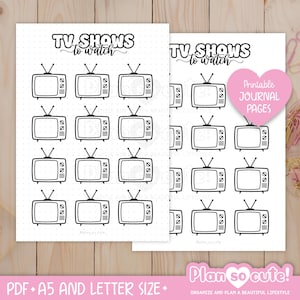 TV Shows to Watch Tracker, Bullet Journal Printable, A5 and Letter Size ...