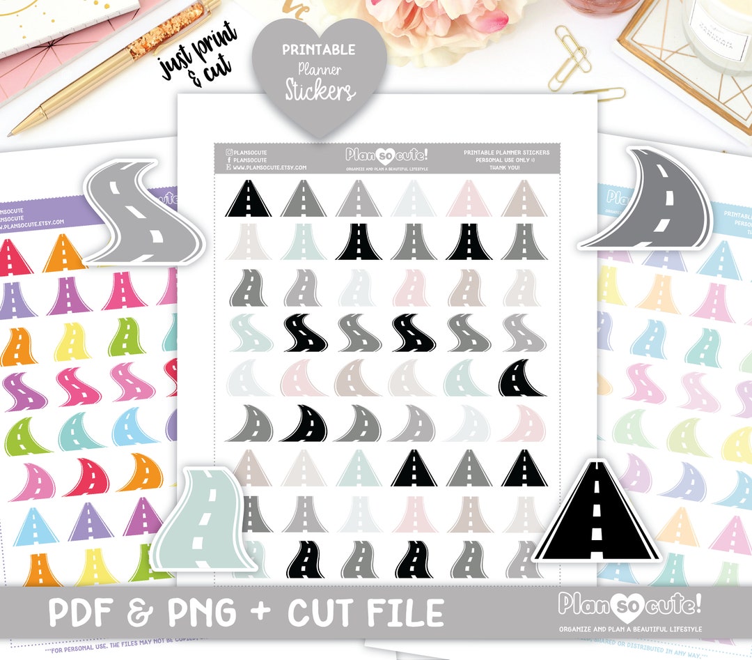 Road Trip, Printable Planner Stickers, Travel Stickers - Etsy