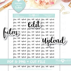Film, Edit, Upload, Script Words, Printable Planner Stickers, Script - Etsy