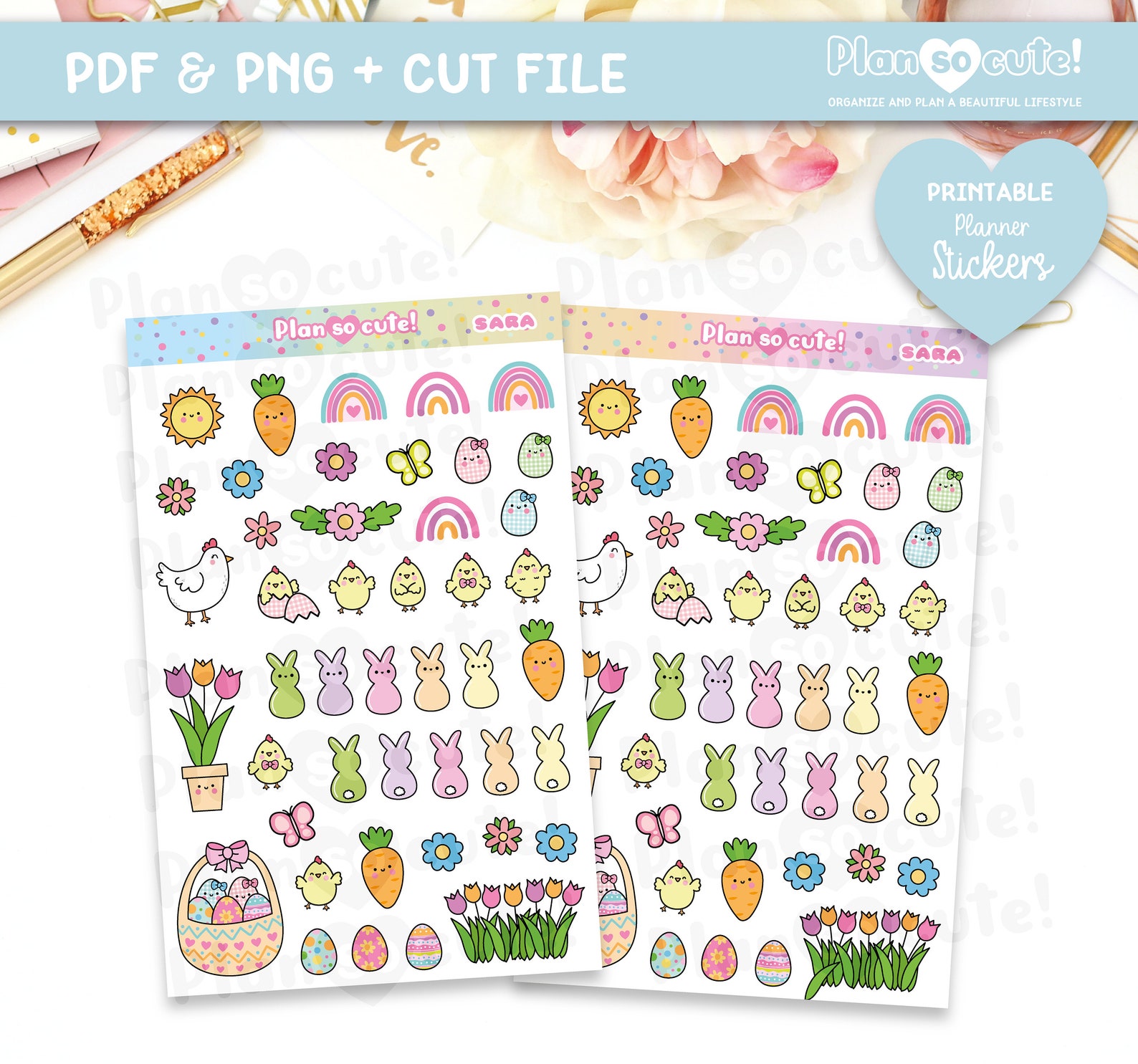 Happy Easter Printable Stickers Printable Planner Stickers, Personal ...
