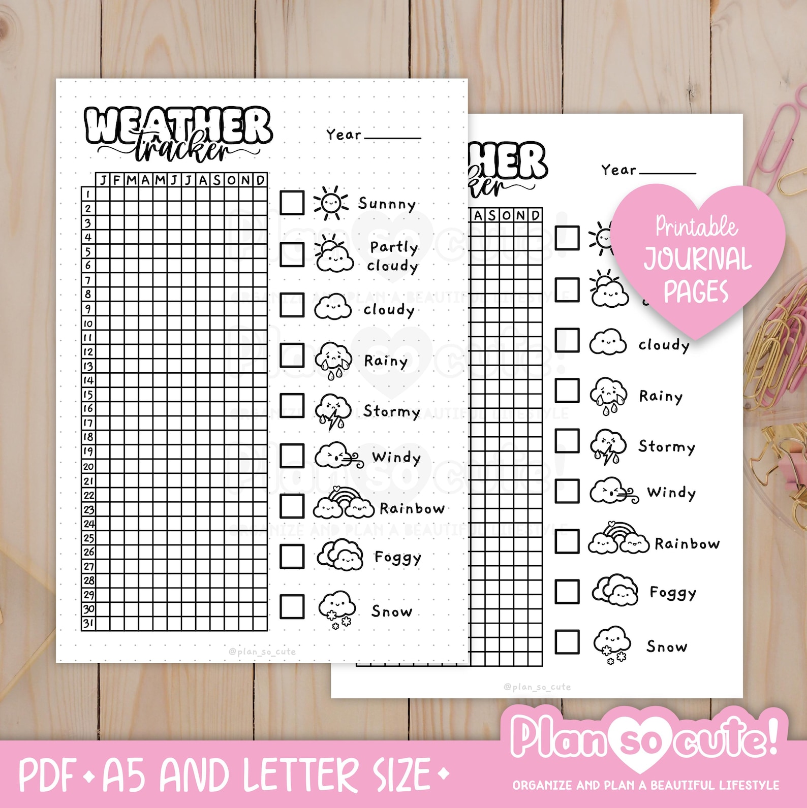 Weather Tracker, Printable Weather Tracker, Bullet Journal Printable ...